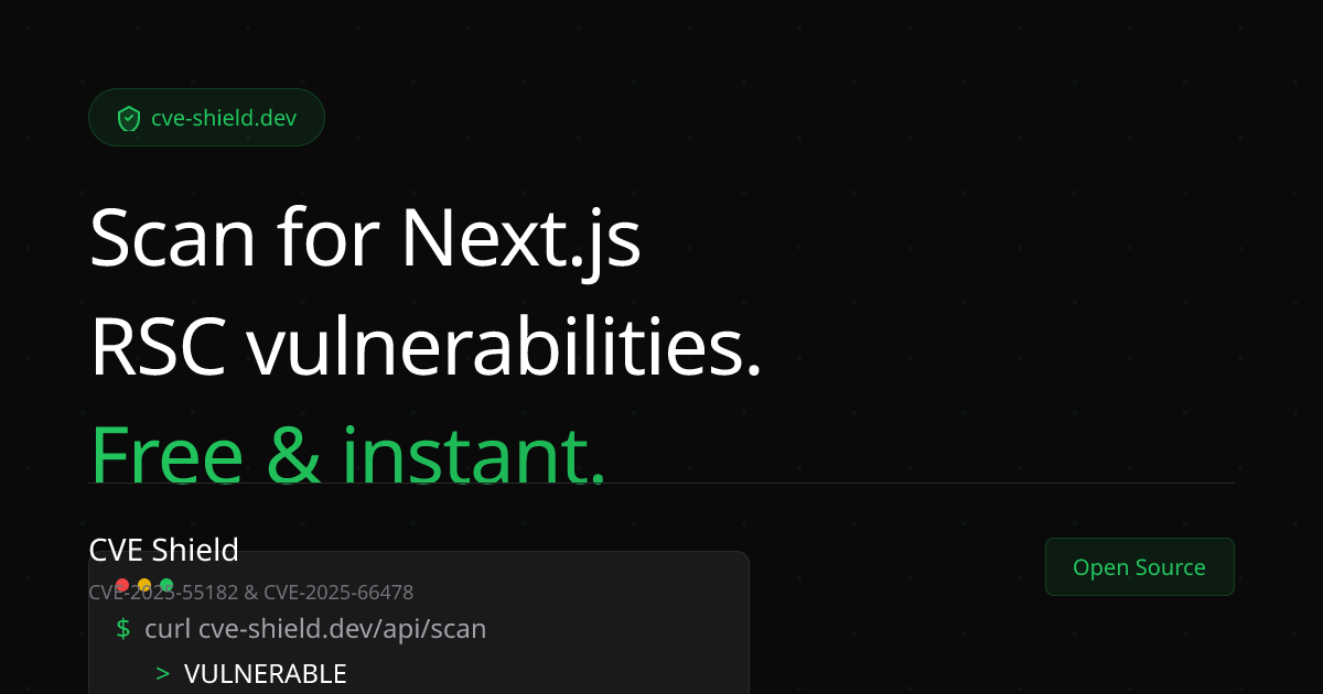 CVE Shield | Next.js RSC Vulnerability Scanner